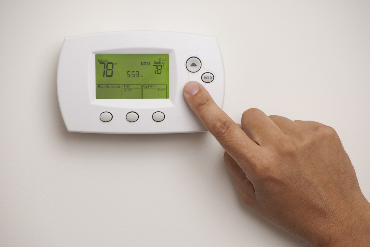 Male hand on digital thermostat set at 78 degrees | Rod Miller HVAC ...